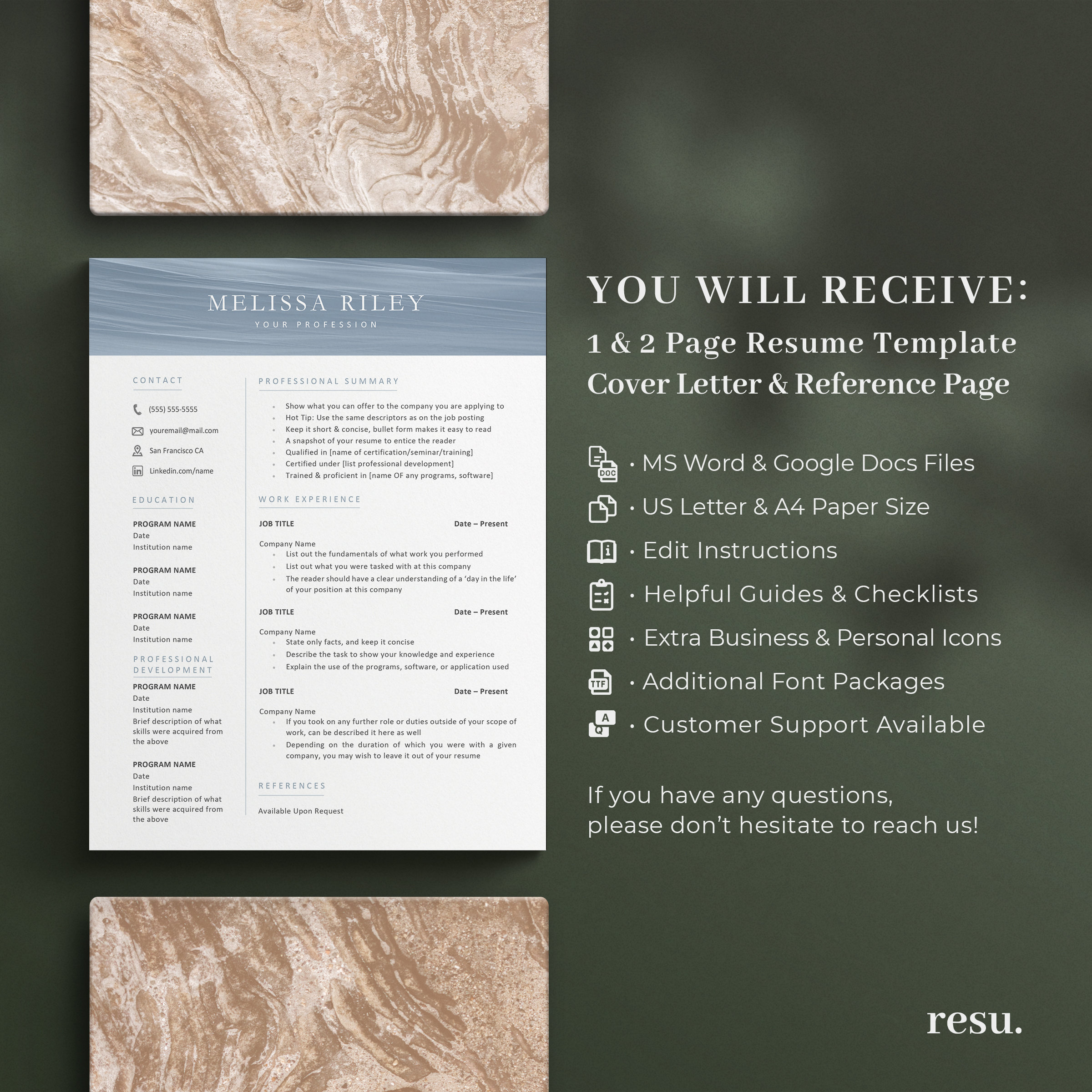 Professional & Modern Resume Template for Word Google Docs - Etsy