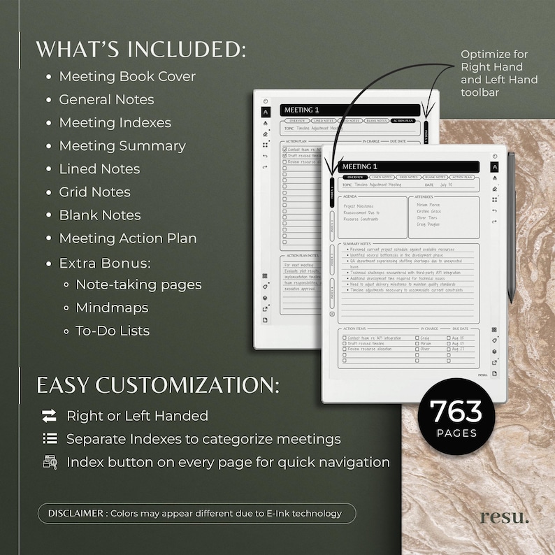 Meeting Notebook for Remarkable Paper Pro, Meeting Minutes, Agenda ...