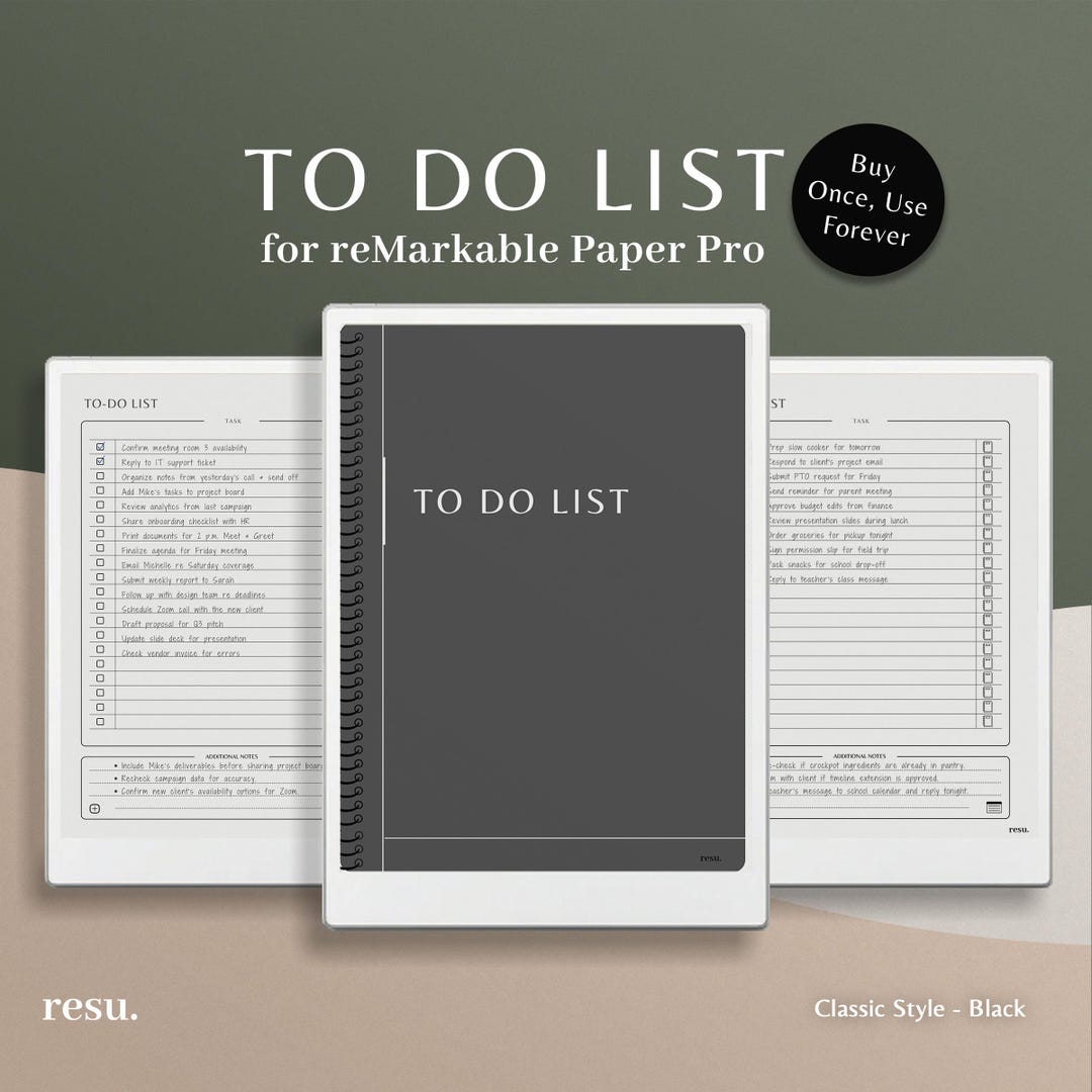 Digital To-do List for Remarkable Paper Pro, Daily Checklist Planner ...