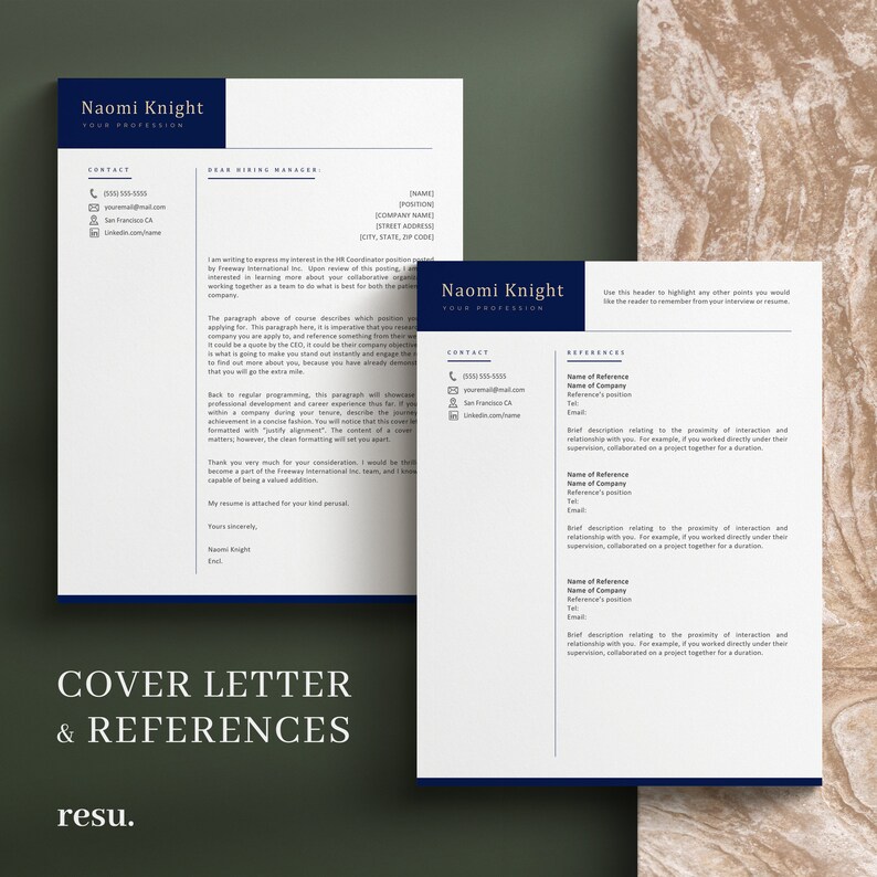 Blue Resume Template, One Page Resume, Cv Template Professional Resume ...