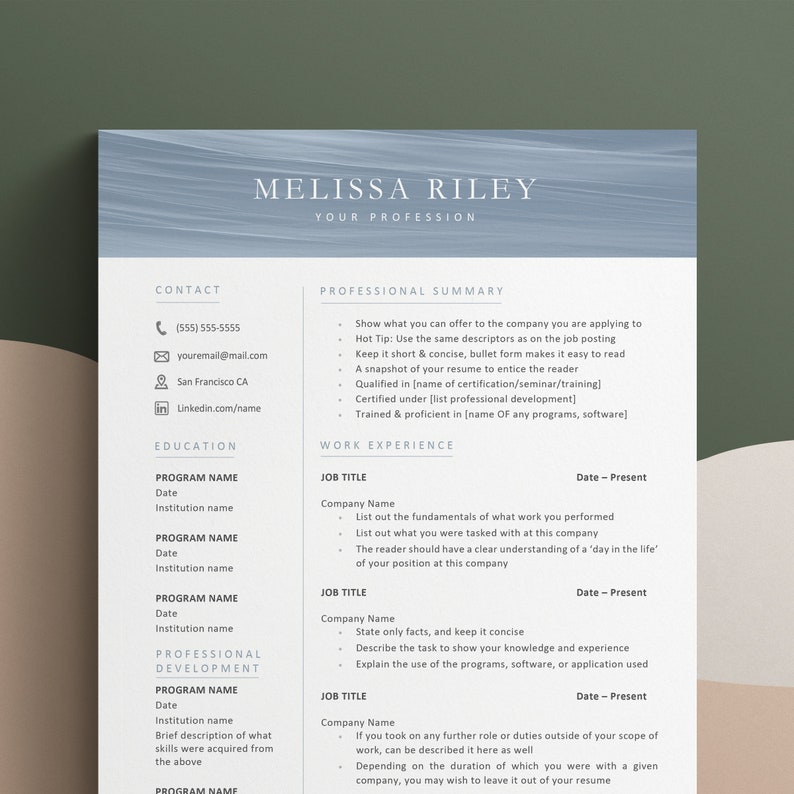 Professional & Modern Resume Template for Word + Google Docs, Resume ...