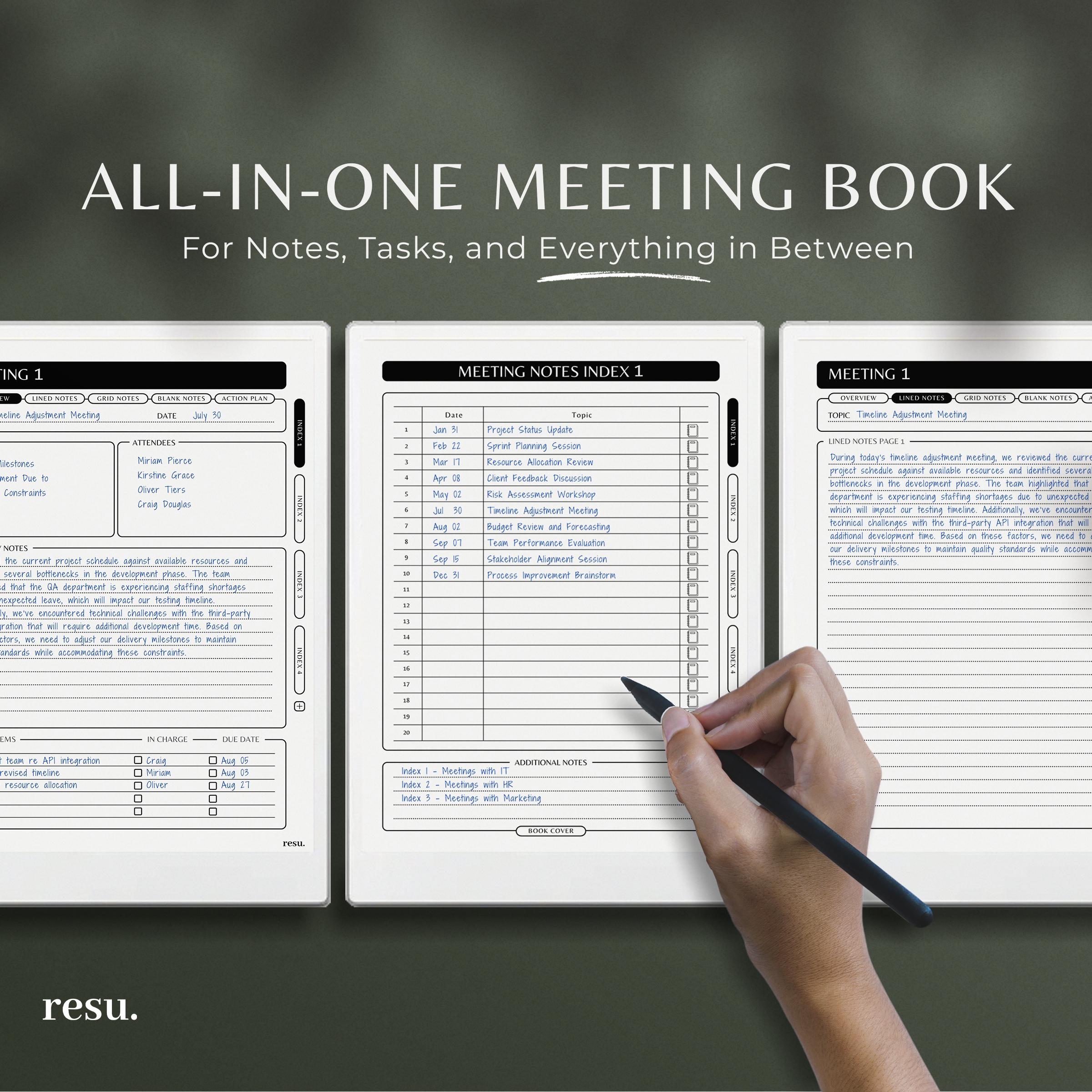 Meeting Notes Remarkable Paper Pro, Digital Planner for Rmpp, Planner ...