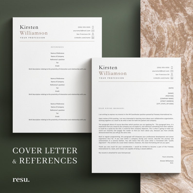 Clean Resume Template, Modern CV Template Cover Letter References for ...