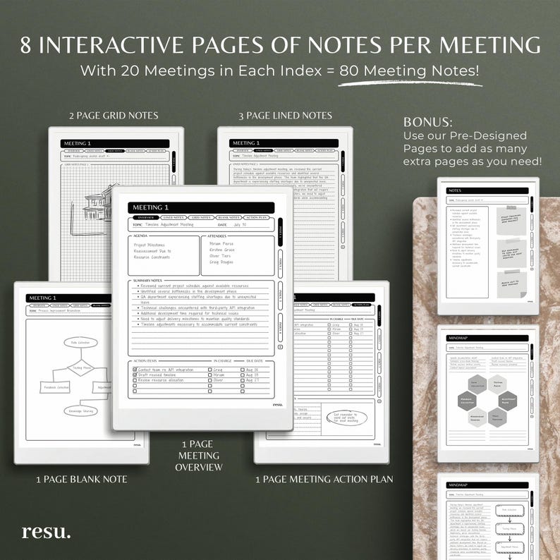 Meeting Notebook for Remarkable Paper Pro, Meeting Minutes, Agenda ...