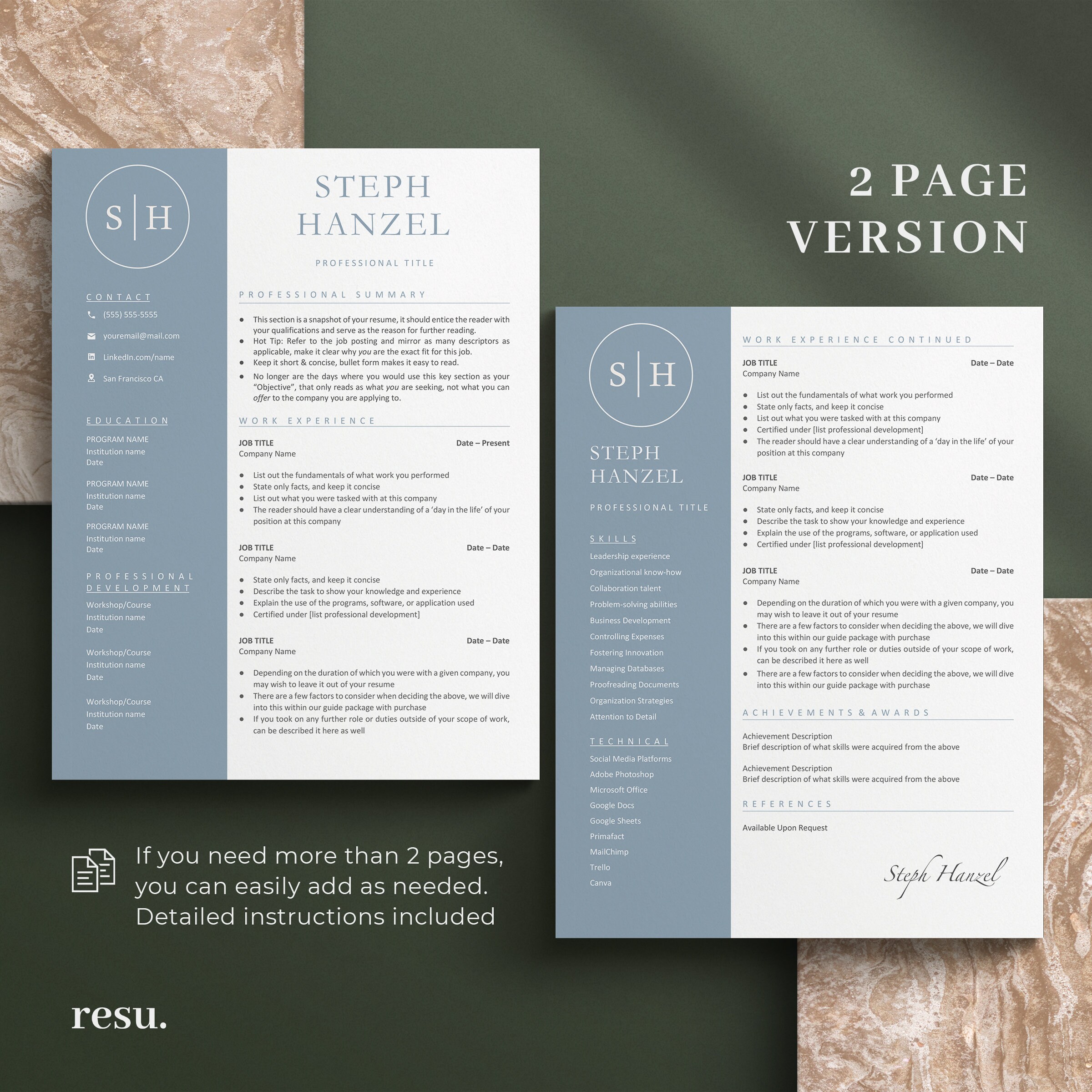 Monogram Cv Template Word, Resume Google Doc, Cv Google Docs, CV ...