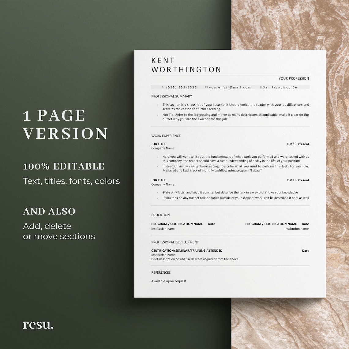 CV Template Simple Resume Google Doc Cv Template Word Cv - Etsy