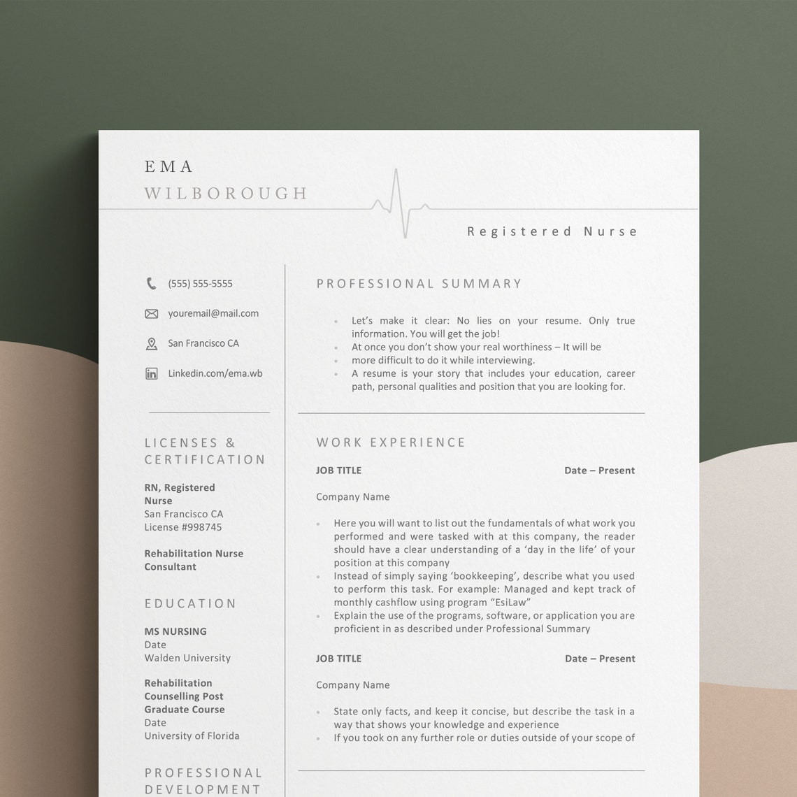 Nursing Resume, CV Template Medical, Nurse Resume Template Word Medical ...