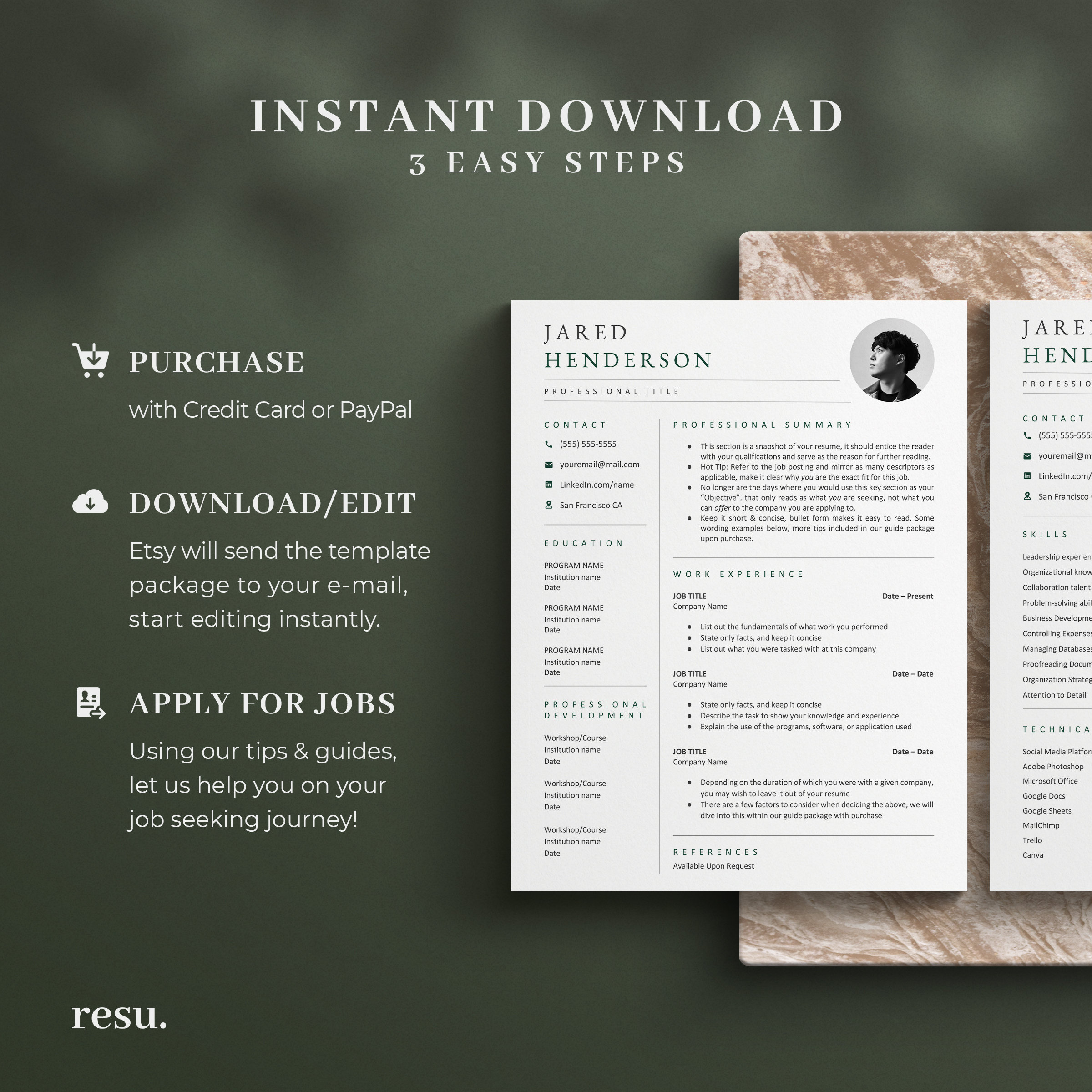 Cv Template, Minimalist Resume Template Word, Modern Resume With Photo ...