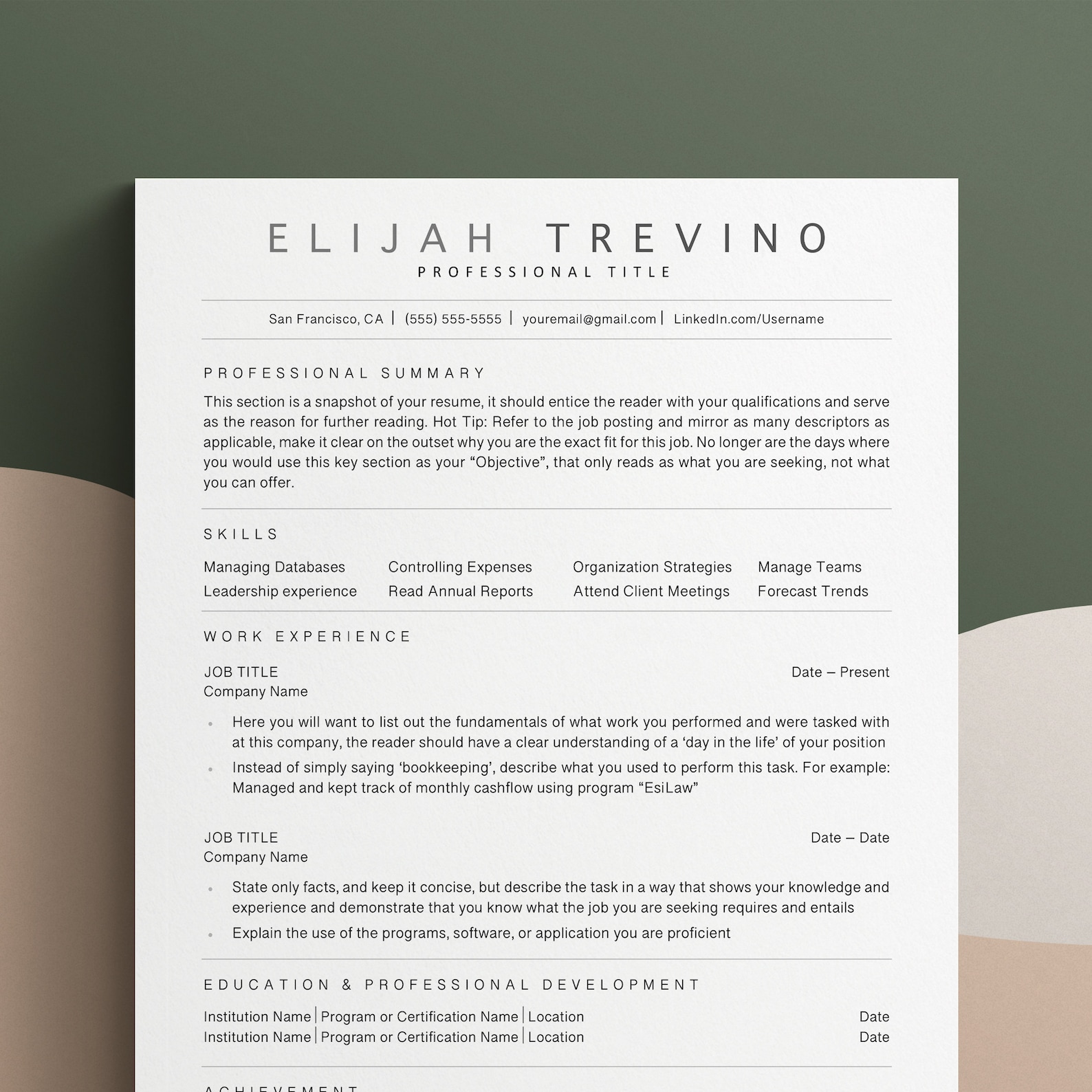 ATS Friendly Resume Templates, Modern Resume, ATS Resume Template ...