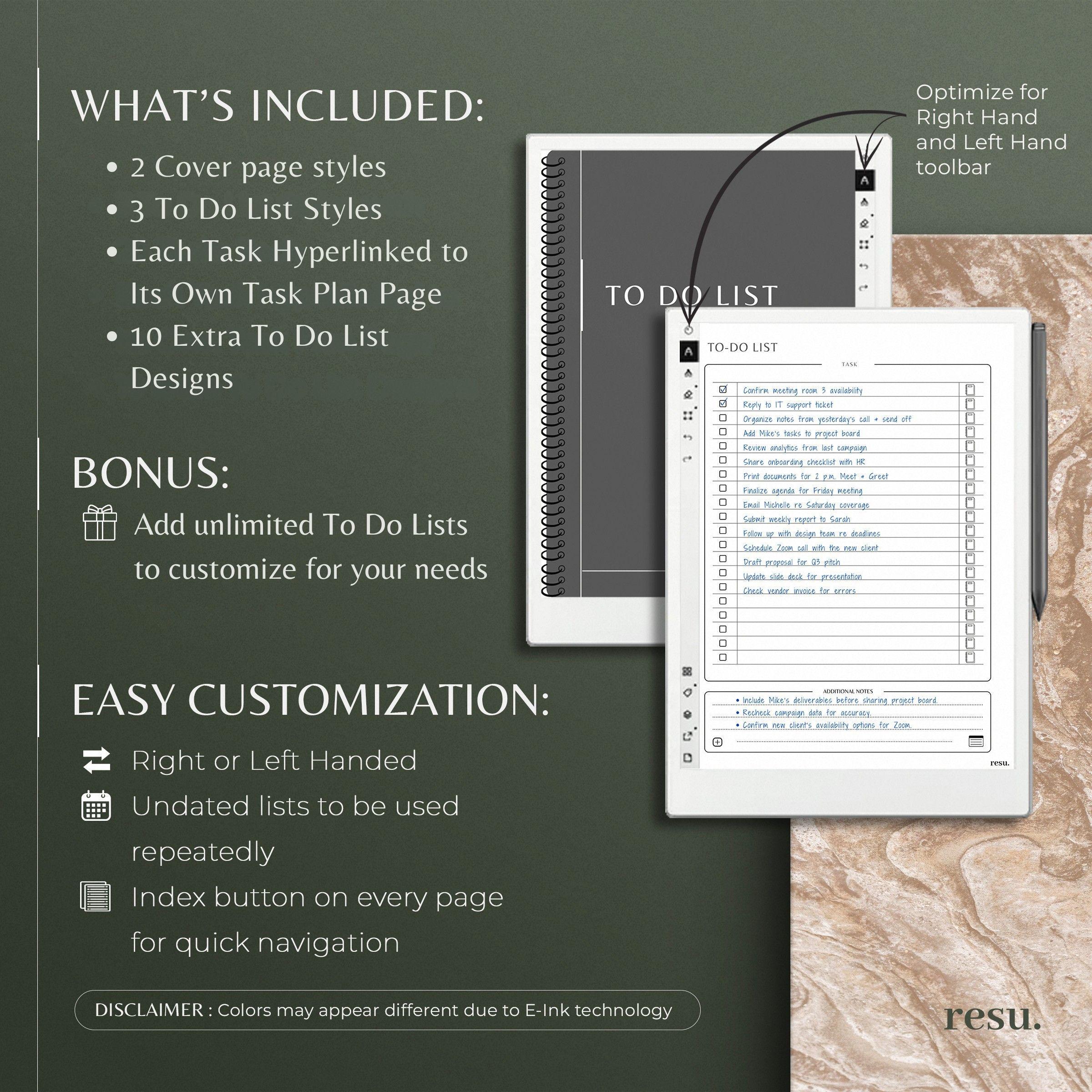 To Do List for Remarkable Paper Pro, Daily Project Management, Priority ...