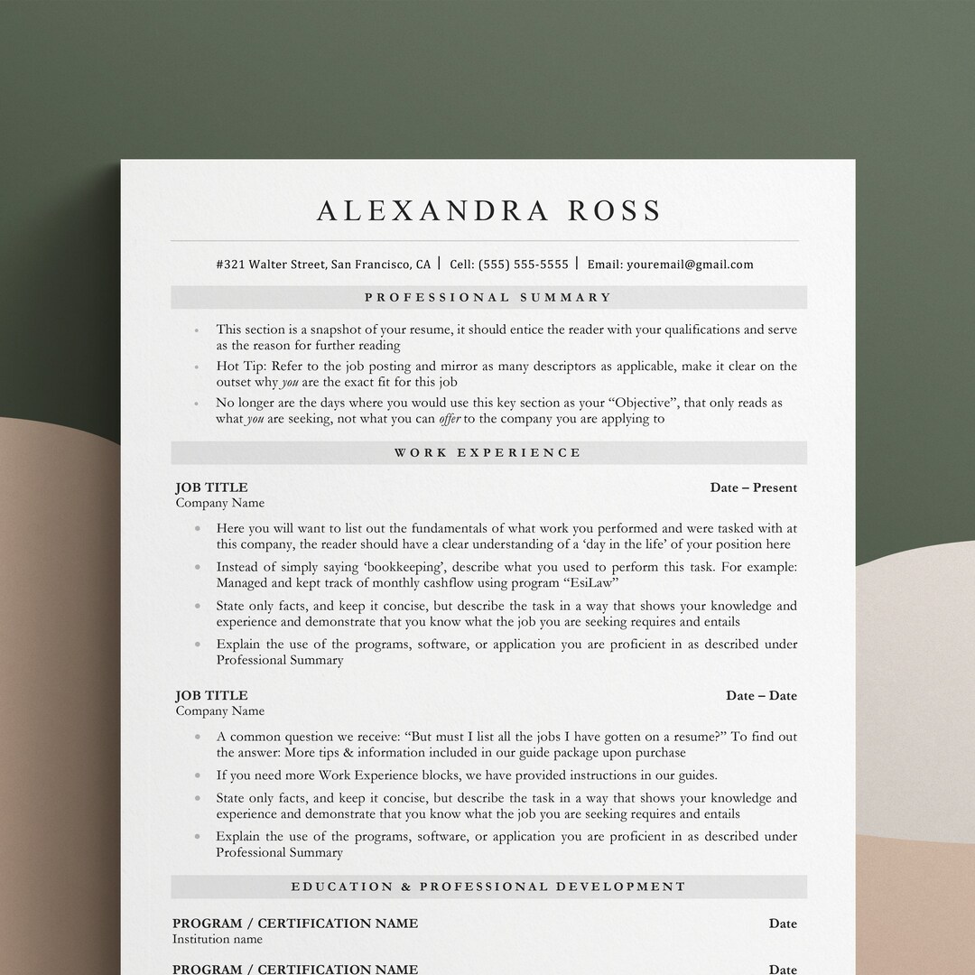 ATS Friendly Resume, Word Google Docs Resume, Teacher Resume Template ...