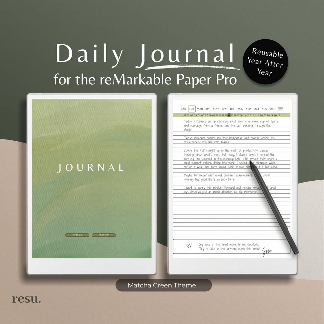 Daily Journal for Remarkable Paper Pro Tablets, Eink Journal, Hyperlinked PDF, Daily Reflections ...