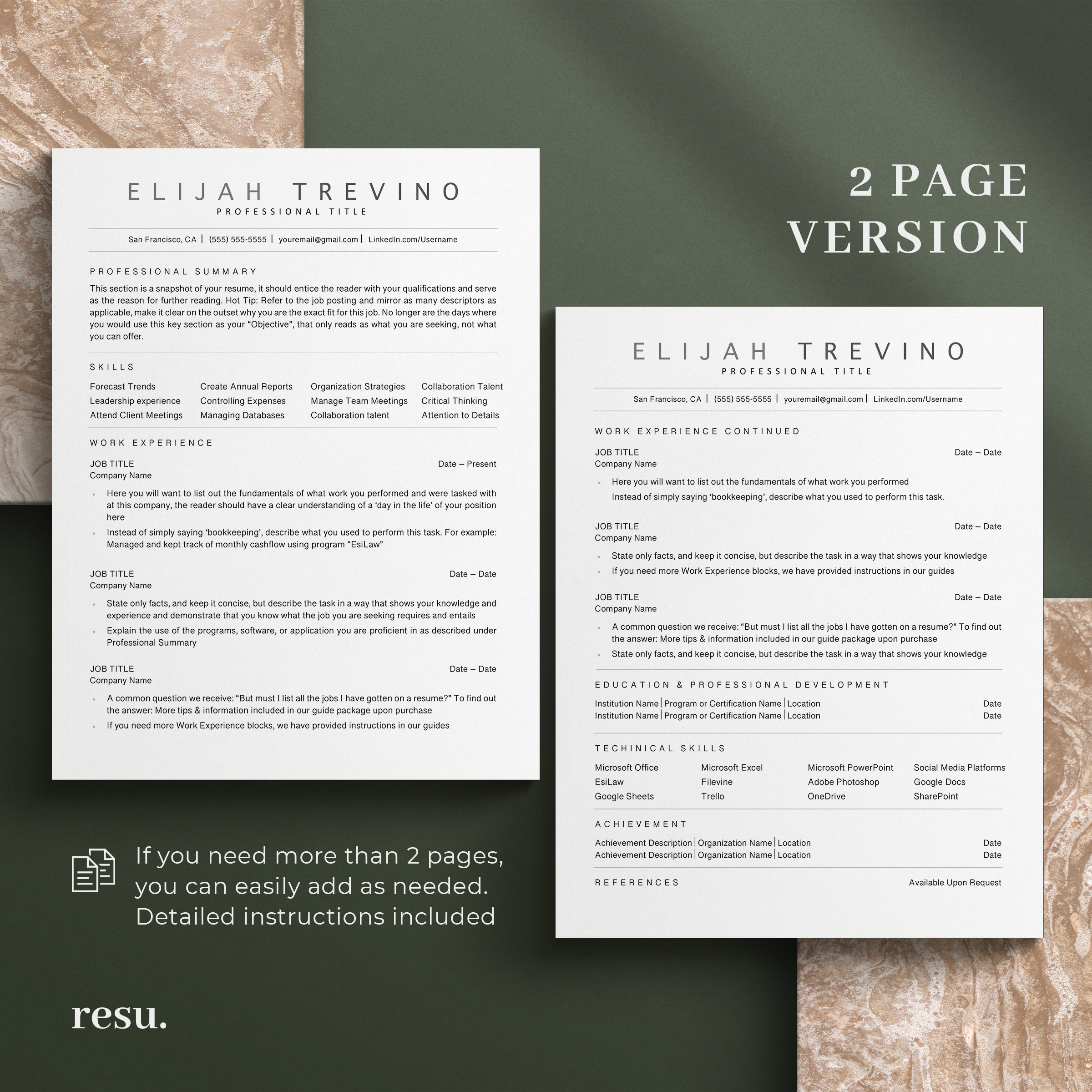 ATS Friendly Resume Templates, Modern Resume, ATS Resume Template ...