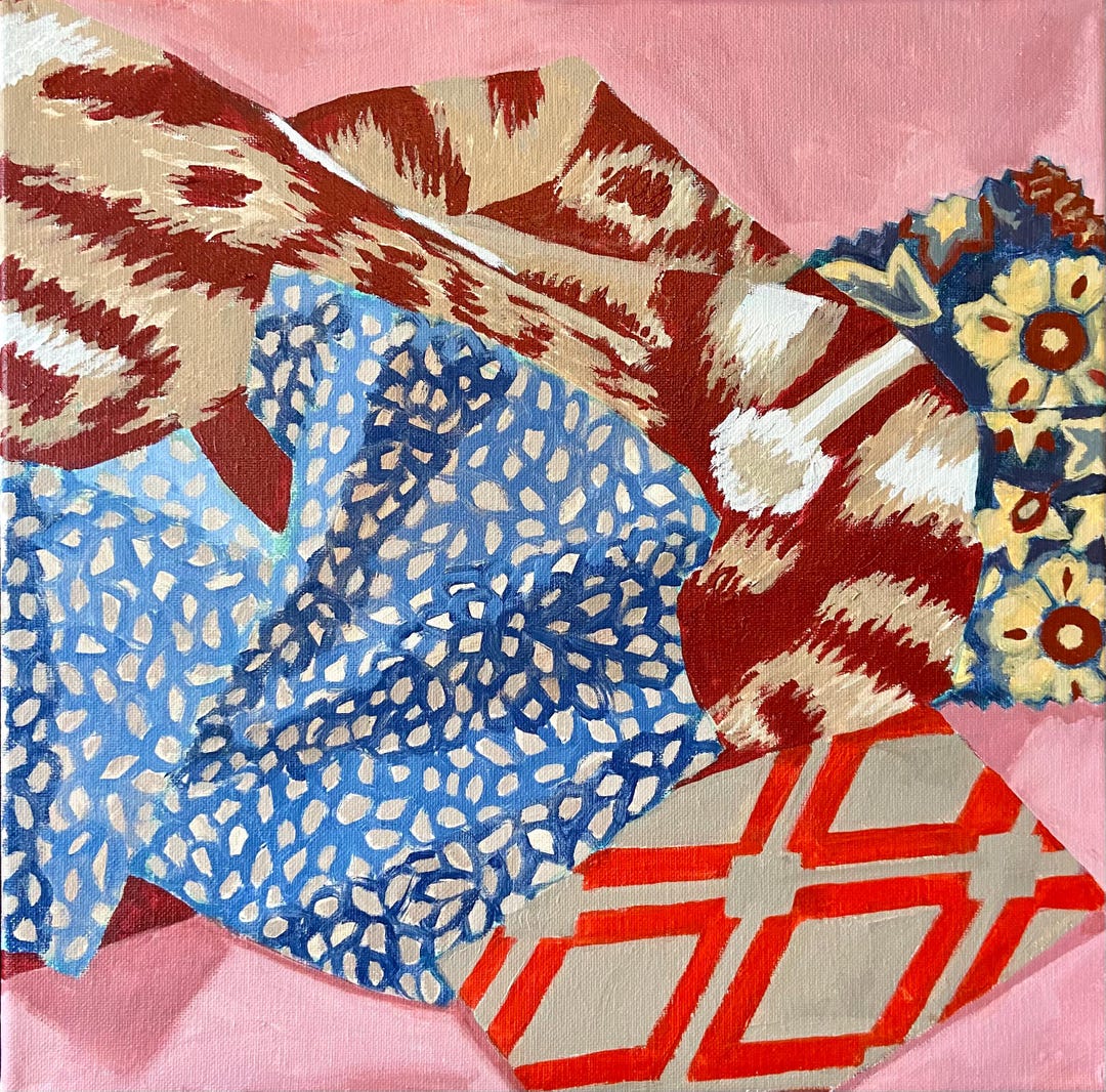 Original Acrylic Painting Fabric Still Life on Canvas - Etsy