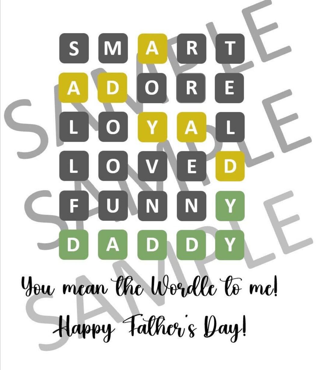 Wordle Inspired Father's Day Gift, Father's Day Card, Wordle Card, You ...