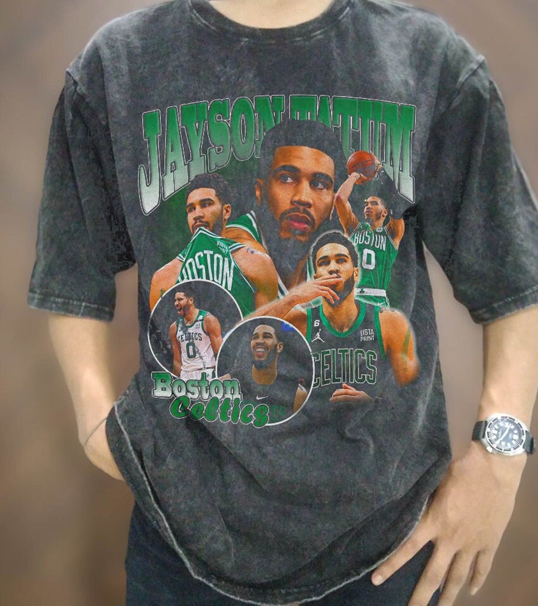 Vintage Wash Jayson Tatum T-shirt, Jayson Tatum Oversized Acid Wash ...