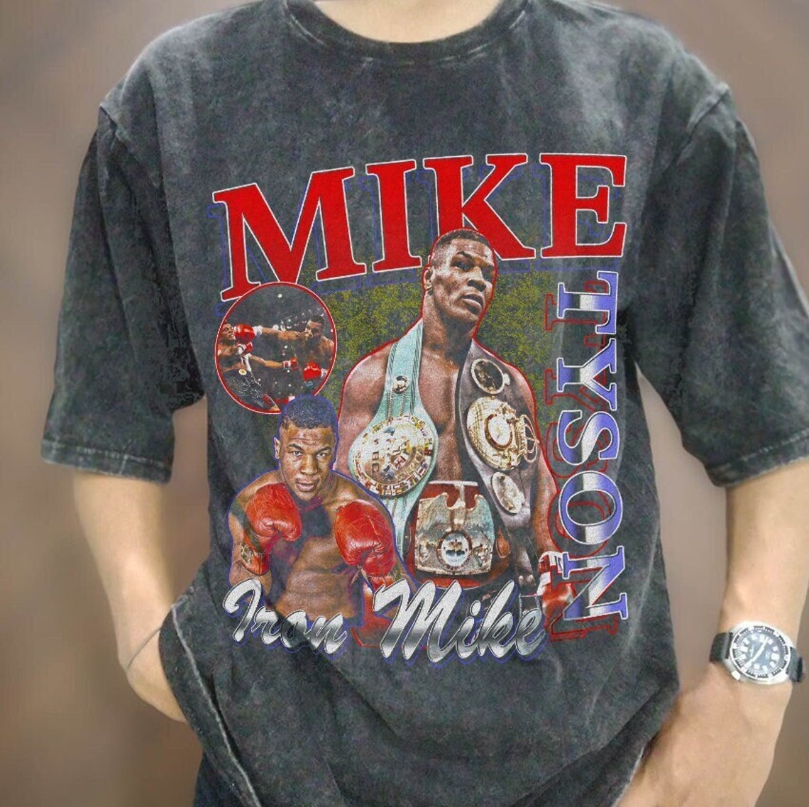 Vintage Wash Mike Tyson T-shirt, Vintage Iron Mike Oversize T Shirt ...