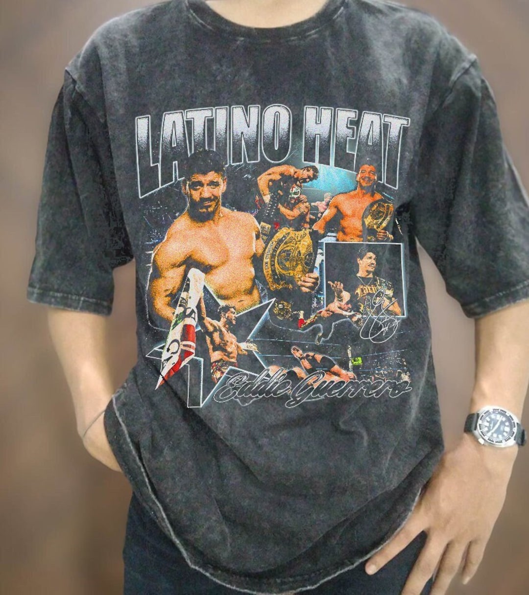 Vintage Wash Eddie Guerrero T-shirt, Retro Eddie Latino Heat ...