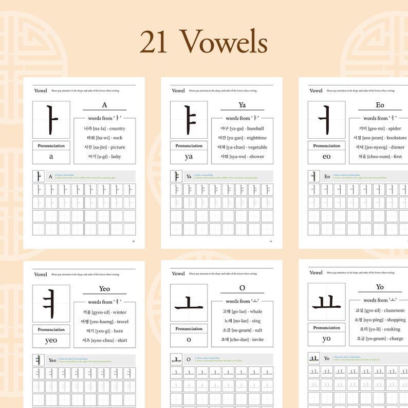 Korean Alphabet (hangul) Workbook for Beginners | Consonants and Vowels ...