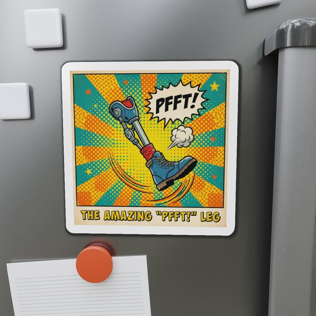 PFFT! Prosthetic Leg Magnet | Funny Amputee Humor Fridge Magnet | Retro ...