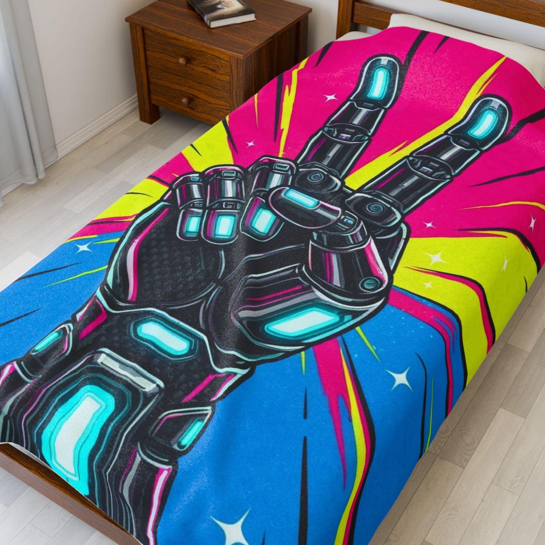 Disability Pride Blanket: Prosthetic Peace Sign Velveteen Plush Throw ...