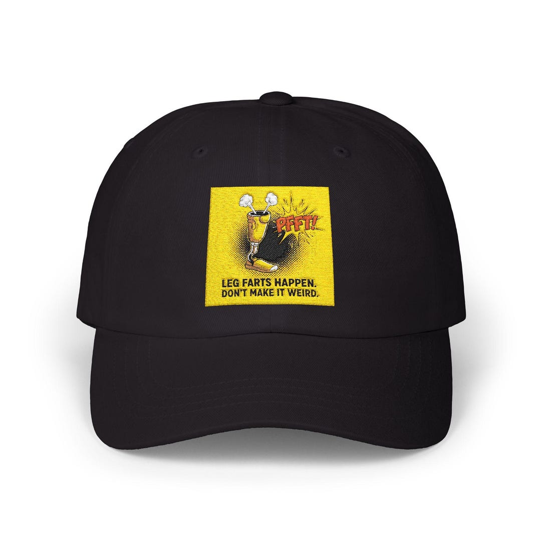 Leg Farts Happen Dad Hat | Funny Amputee Humor Cap | Retro Pop Art ...