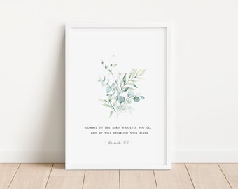 Proverbs 16:3 Commit to the Lord Bible Verse Wall Art - Etsy