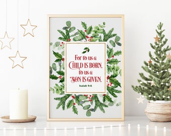 Isaiah 9:6 Christmas Scripture Wall Art KJV Bible Verse Wall - Etsy