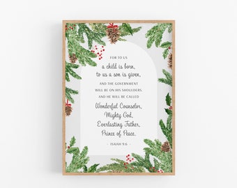 For Unto Us a Child is Born Printable Isaiah 9:6 Wall Art - Etsy