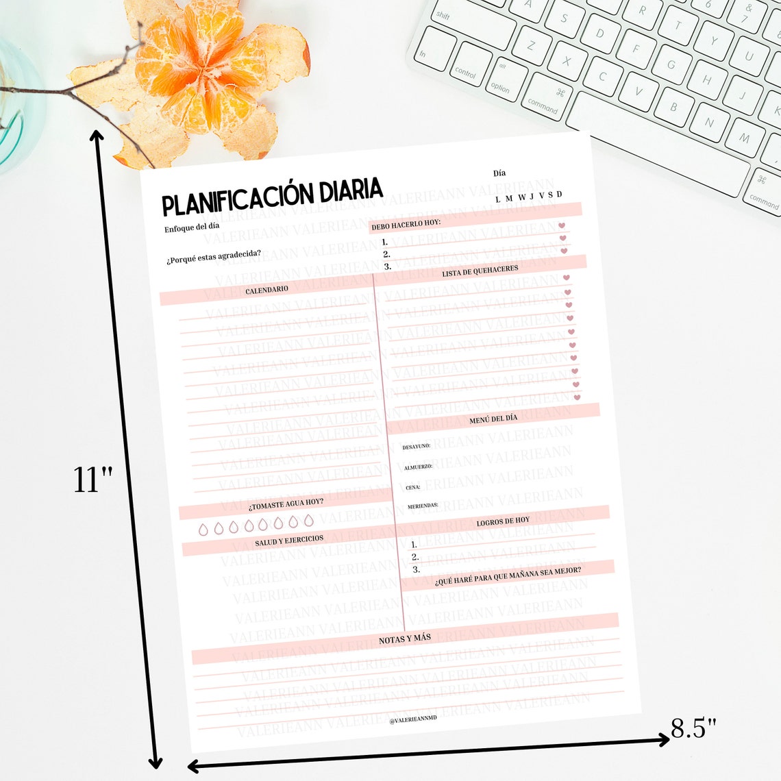 Planificador Diario Español. Daily Planner Spanish. Imprimible A4 PDF ...
