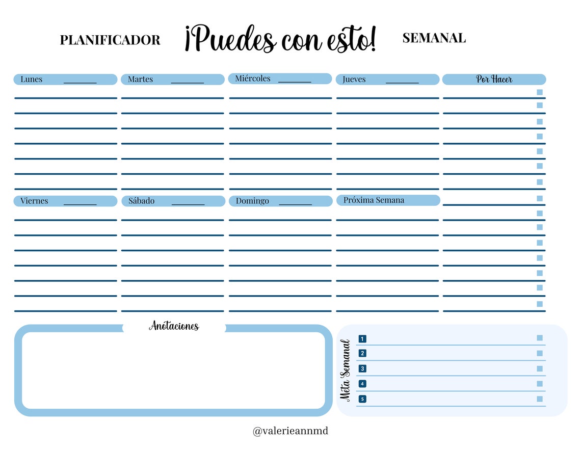 Planificador Semanal,spanish Planner, Organizador Semanal, Español ...