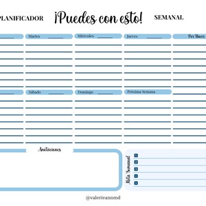 Planificador Semanal,spanish Planner, Organizador Semanal, Español ...