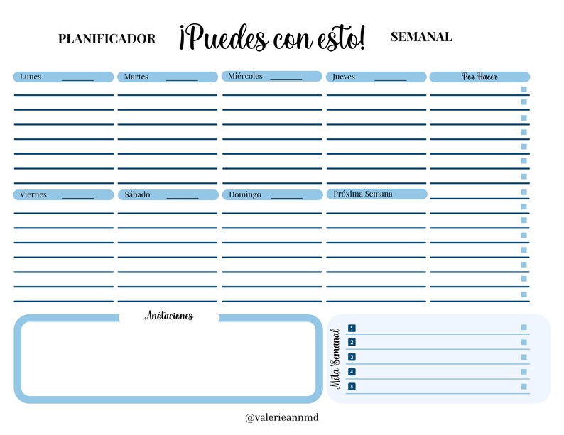 Planificador Semanal,spanish Planner, Organizador Semanal, Español ...