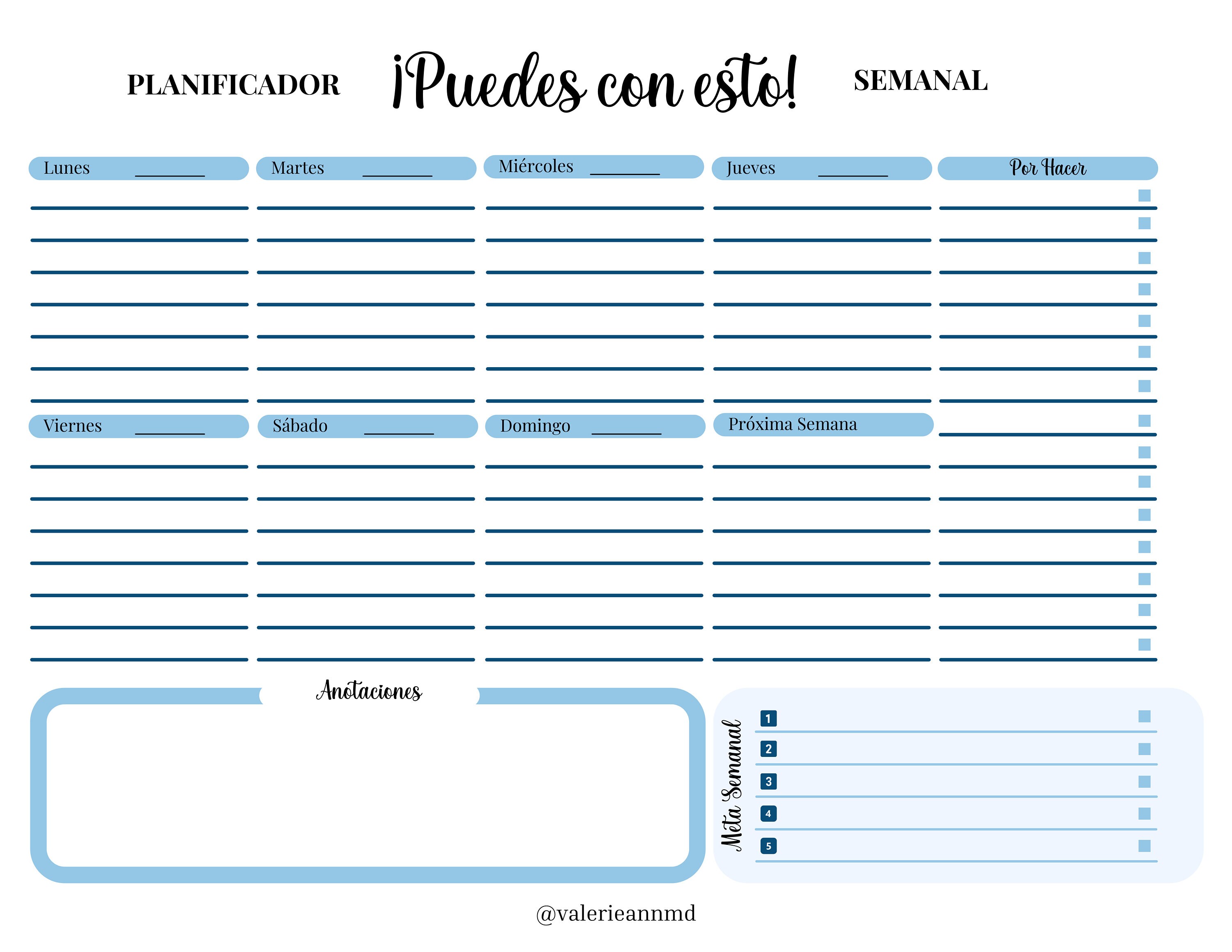 Planificador Semanal,spanish Planner, Organizador Semanal, Español ...