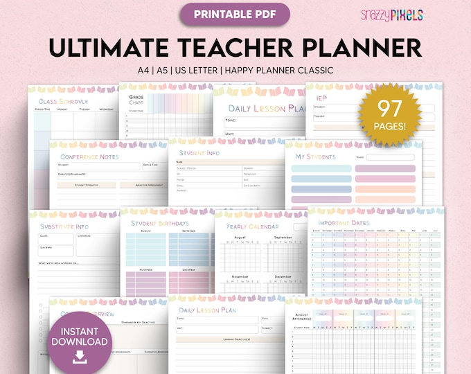 DIGITAL TEACHER PLANNER -- Dark Paper Teacher Planner -- Teacher ...