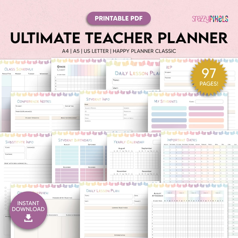 Undated Lesson Plan Book - Etsy