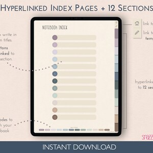 5 Digital Notebooks neutrals, 12 Tabs for Goodnotes Notability, Digital ...