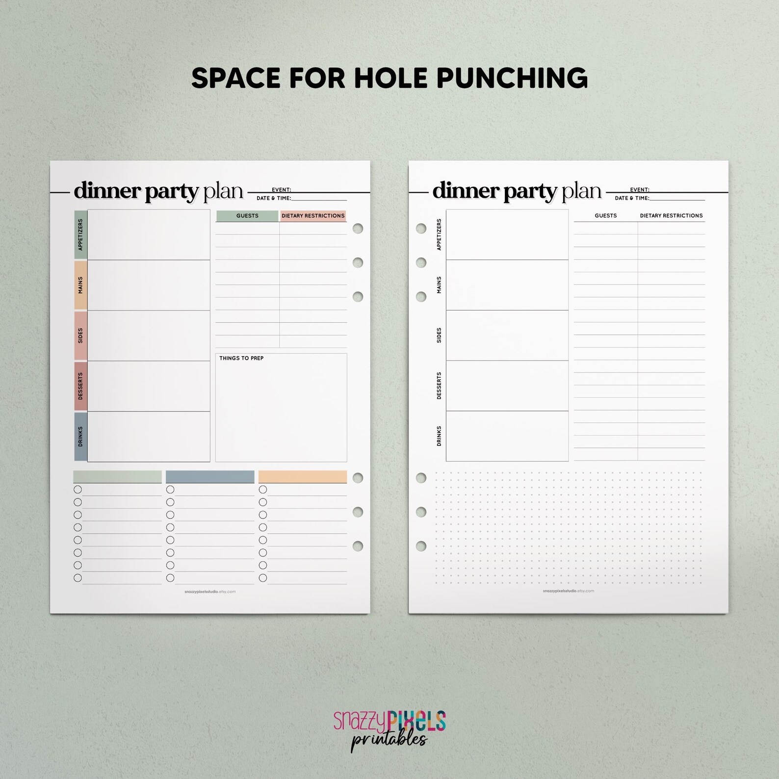 Dinner Party Planner Printable Template, Dinner Menu Plan, Food Planner ...