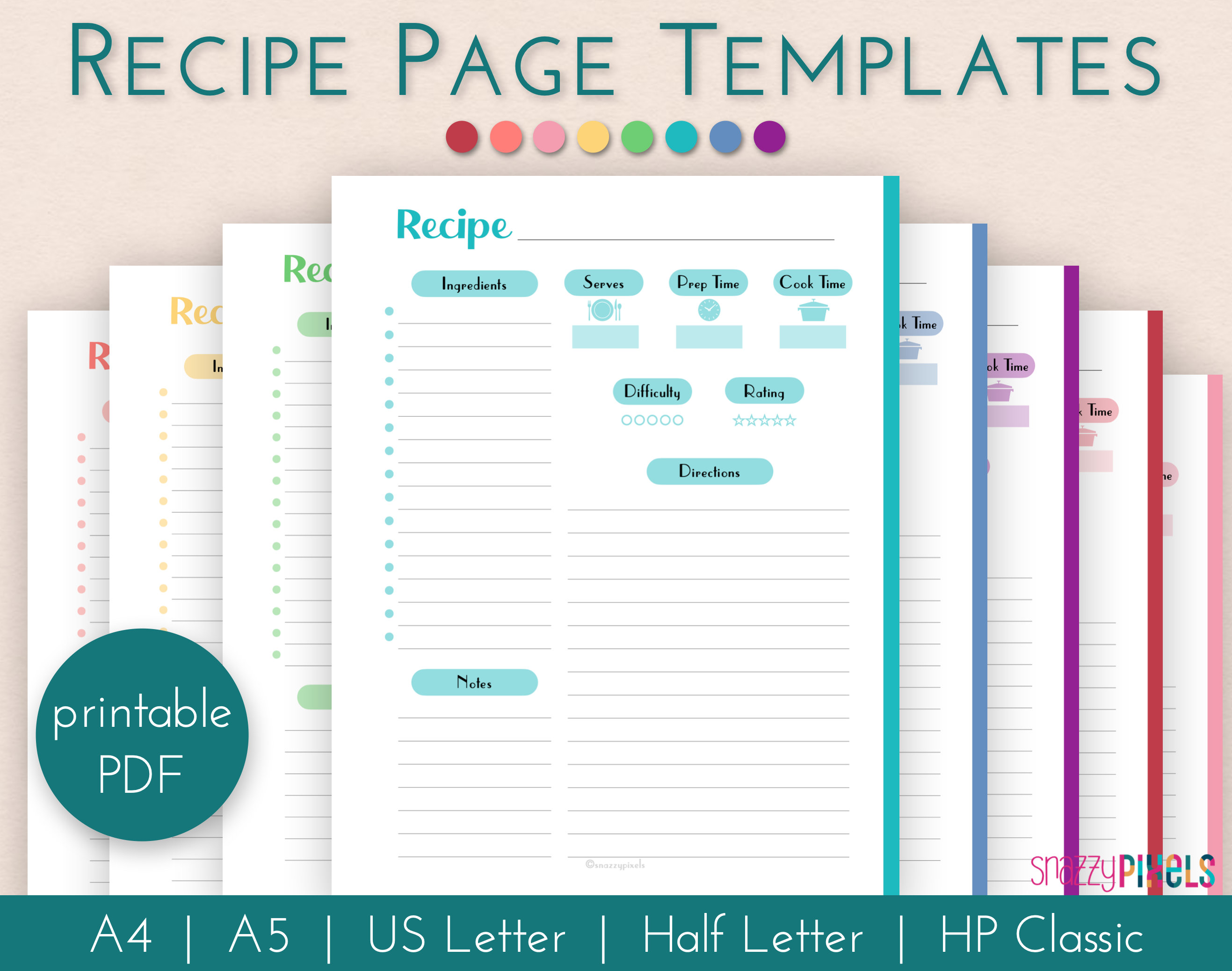 Recipe Page Template Printable PDF Recipe Sheet Recipe - Etsy