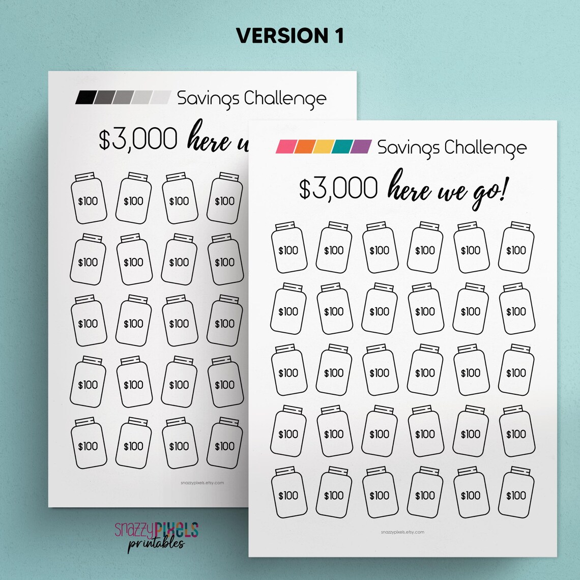 3000 Savings Challenge (printable PDF), 3k Savings Tracker Printable ...
