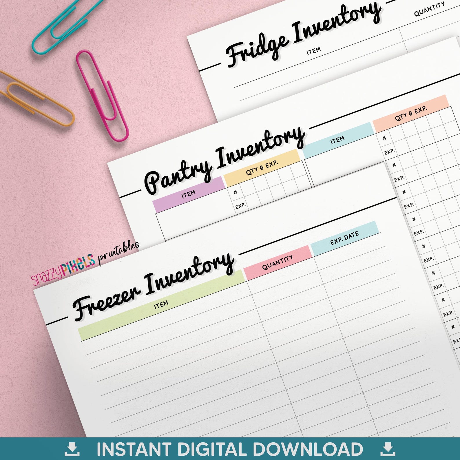 Kitchen Inventory Printable Template, Fridge Freezer Pantry Herbs ...