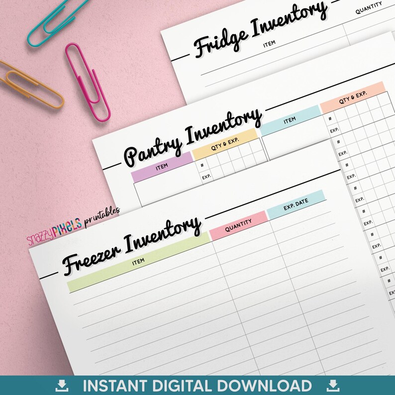 Kitchen Inventory Printable Template, Fridge Freezer Pantry Herbs ...