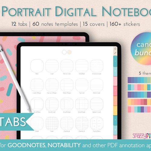5 Digital Notebooks boho 12 Tabs for Goodnotes Notability - Etsy