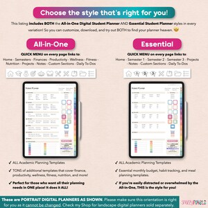 Digital Student Planner DATED 2024-2025 portrait Academic Planner ...