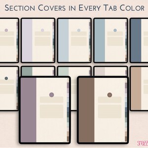 5 Digital Notebooks neutrals, 12 Tabs for Goodnotes Notability, Digital ...