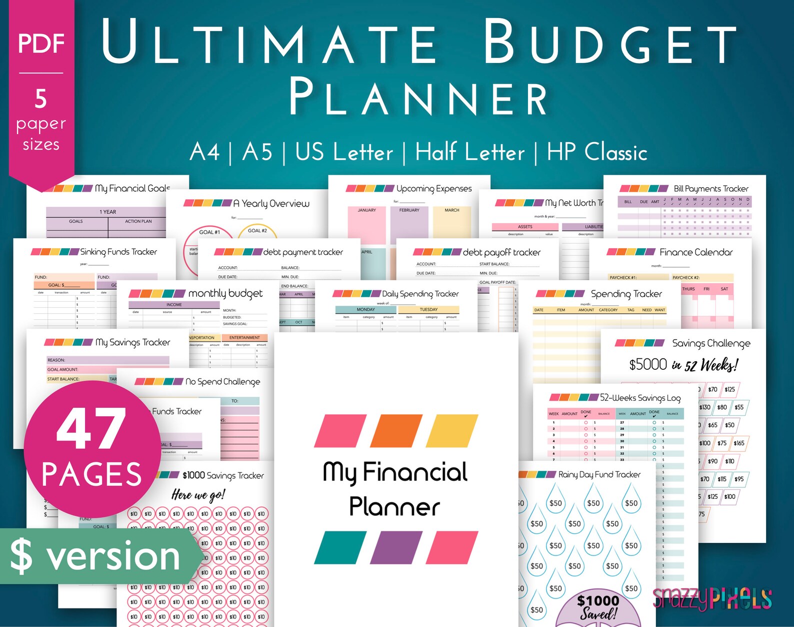 Budget Planner Printable PDF multicolor Financial Planner - Etsy