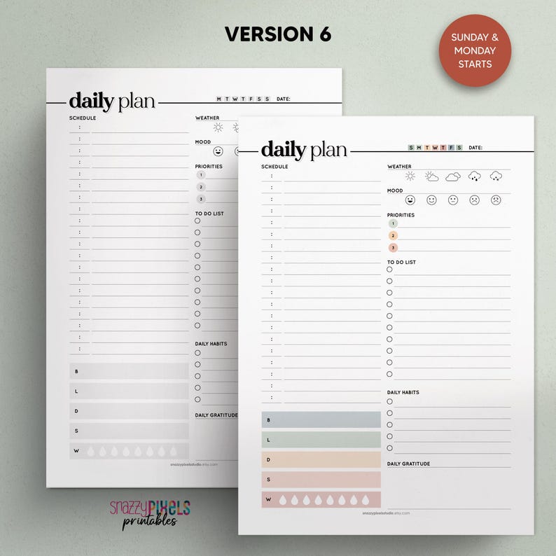 Daily Planner Printable, Fillable PDF, Minimalist To-do List (a4/a5 ...