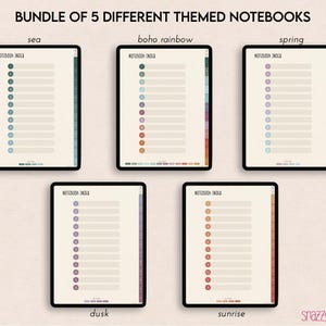 5 Digital Notebooks (boho), 12 Tabs for Goodnotes Notability, Digital ...