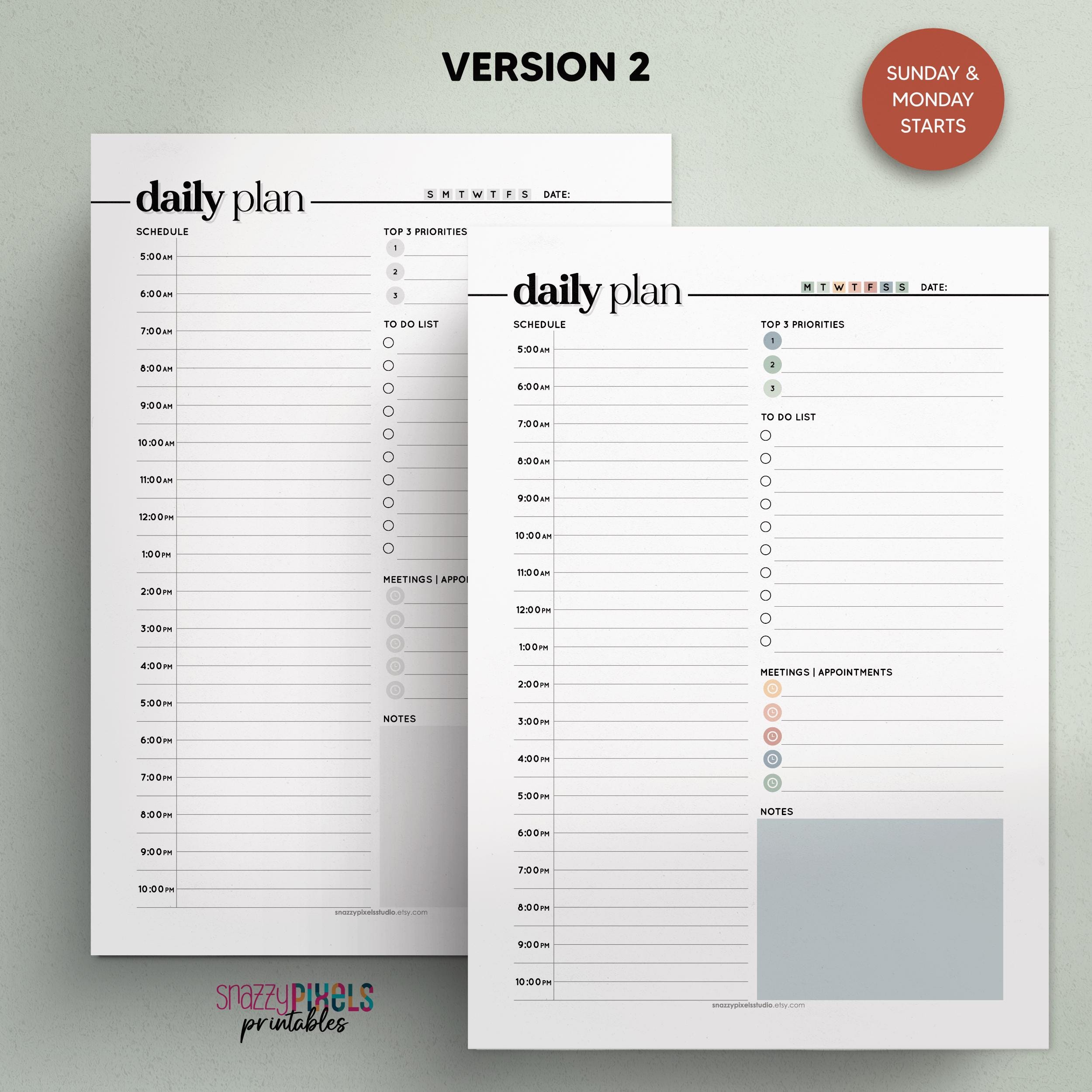 Work From Home Daily Planner Printable, Hourly Schedule (fillable PDF ...