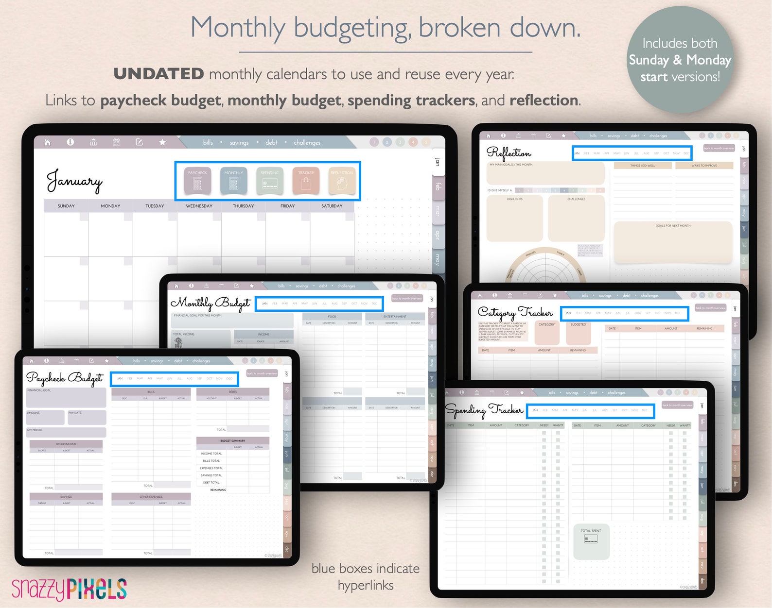 Digital Budget Planner neutrals Digital Finance Planner - Etsy